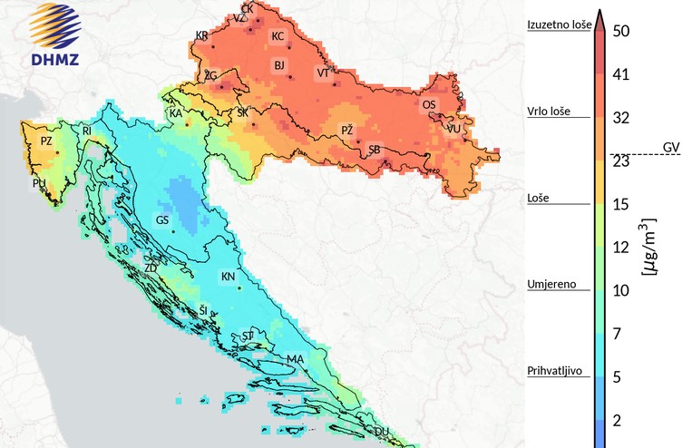 Trodnevna prognoza kvalitete zraka dostupna na stranicama DHMZ-a ...